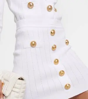 Balmain High-rise Knit Miniskirt - White