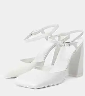 Amina Muaddi Charlotte Leather Pumps