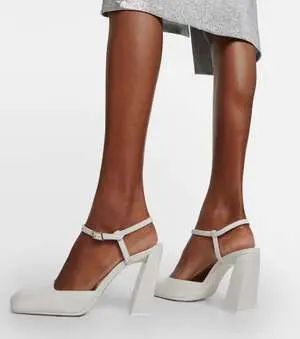 Amina Muaddi Charlotte Leather Pumps