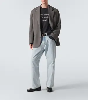 Acne Studios Logo Distressed Jersey T-shirt - Black