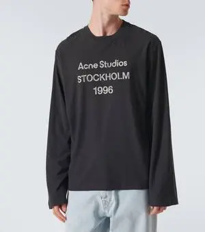 Acne Studios Logo Distressed Jersey T-shirt - Black