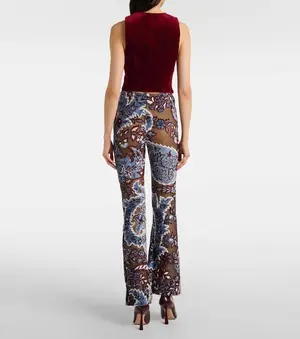 Etro Floral Velvet Jacquard Flared Pants - Multicoloured
