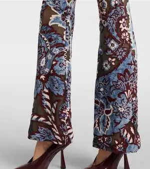 Etro Floral Velvet Jacquard Flared Pants - Multicoloured