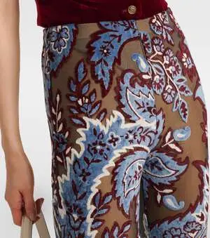 Etro Floral Velvet Jacquard Flared Pants - Multicoloured