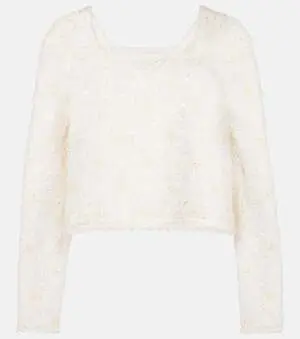 Rixo Natayla Crochet Crop Top - White