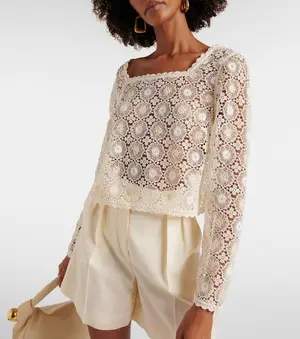 Rixo Natayla Crochet Crop Top