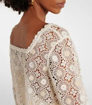 Rixo Natayla Crochet Crop Top
