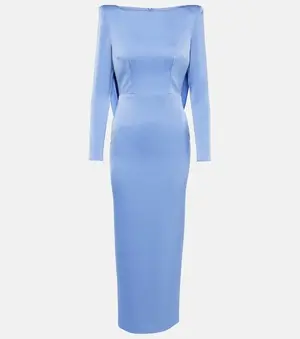 Alex Perry Draped Crepe Satin Midi Dress