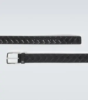 Bottega Veneta Intrecciato Leather Belt - Black