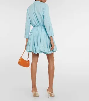 JULIET DUNN Embroidered Cotton Mini Dress