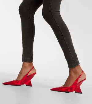 Attico Cheope Leather Slingback Pumps - Red