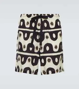 Commas Printed Cotton And Silk Shorts - Brown