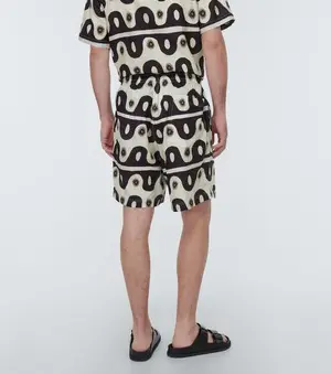 Commas Printed Cotton And Silk Shorts