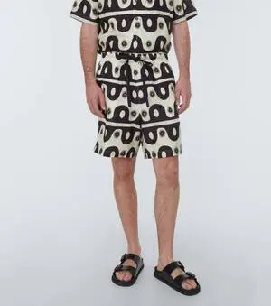 Commas Printed Cotton And Silk Shorts