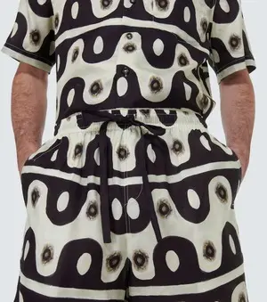 Commas Printed Cotton And Silk Shorts