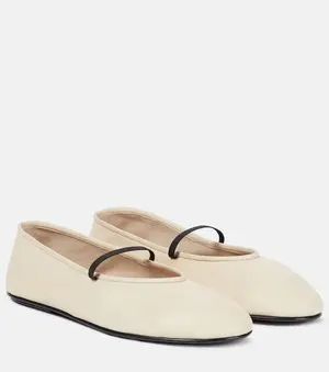 THE ROW Elastic Leather Ballet Flats - White
