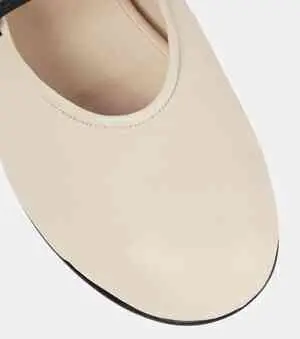 THE ROW Elastic Leather Ballet Flats - White