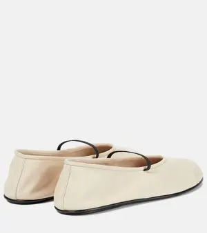THE ROW Elastic Leather Ballet Flats - White