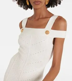 Balmain Ribbed-knit Jersey Midi Dress