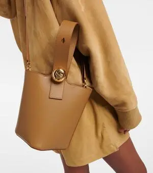Loewe Pebble Mini Leather Bucket Bag - Brown
