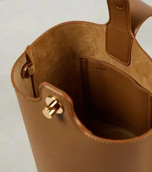 Loewe Pebble Mini Leather Bucket Bag - Brown