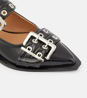 GANNI Faux-leather Slingback Flats - Black
