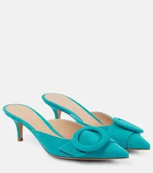 GIANVITO ROSSI Portofino 55 Suede Mules - Turquoise