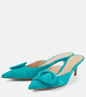 GIANVITO ROSSI Portofino 55 Suede Mules - Turquoise
