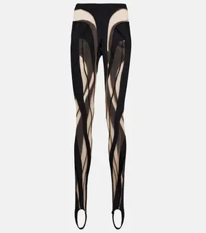MUGLER Paneled Mesh And Jersey Leggings