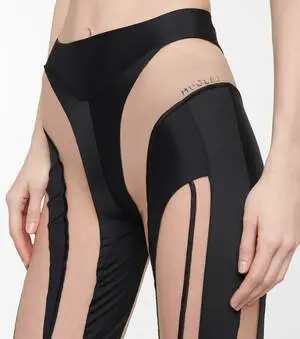 MUGLER Paneled Mesh And Jersey Leggings