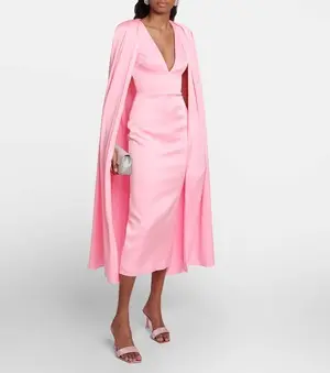 Alex Perry Crepe Cape Midi Dress
