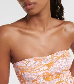 Melissa Odabash Sydney Printed Bandeau Swimsuit - Orange