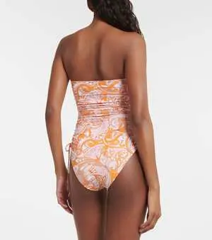 Melissa Odabash Sydney Printed Bandeau Swimsuit - Orange
