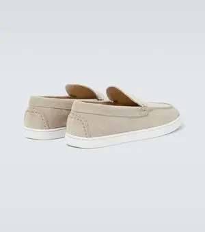 CHRISTIAN LOUBOUTIN Varsiboat Embossed Suede Loafers - Beige