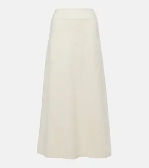 LISA YANG Asta Brushed Cashmere Midi Skirt - Neutrals