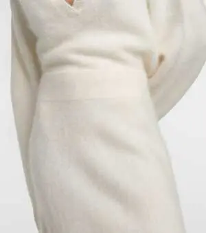 LISA YANG Asta Brushed Cashmere Midi Skirt - Neutrals