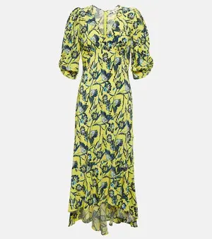 Diane Von Furstenberg Printed Crepe Midi Dress - Yellow