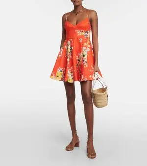 Zimmermann Alight Floral Linen Mini Dress