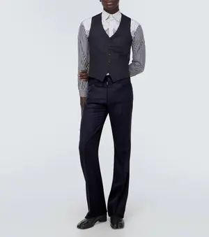 MAISON MARGIELA Herringbone Wool Straight Pants