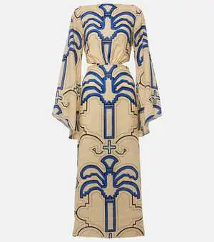 Johanna Ortiz Linen Midi Dress - Yellow