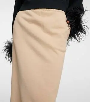 Prada Feather-trimmed Cotton Midi Skirt