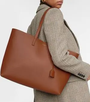 Saint Laurent Shopping E/w Leather Tote Bag - Brown