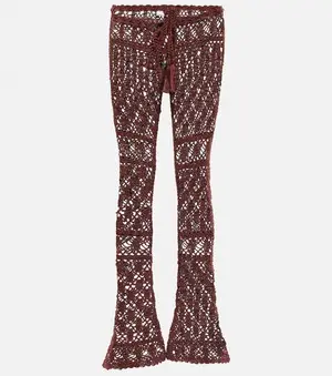 Anna Kosturova Mid-rise Crochet Pants - Brown