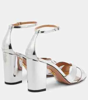 AQUAZZURA Divine 85 Metallic Leather Sandals