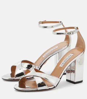 AQUAZZURA Divine 85 Metallic Leather Sandals