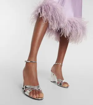 AQUAZZURA Divine 85 Metallic Leather Sandals
