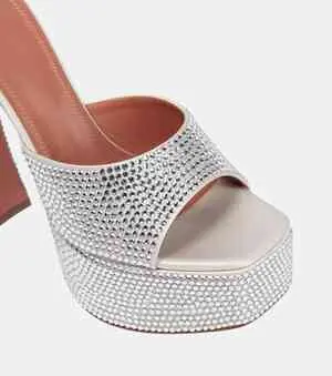 Amina Muaddi Dalida Embellished Platform Mules