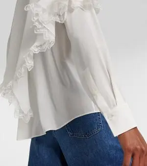 Chloé Knotted Heritage Silk Crepe De Chine Blouse