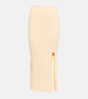 Galvan Delia Scalloped Midi Skirt - Yellow
