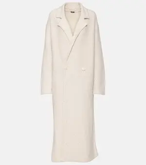 JOSEPH Ribbed-knit Wool-blend Coat - White